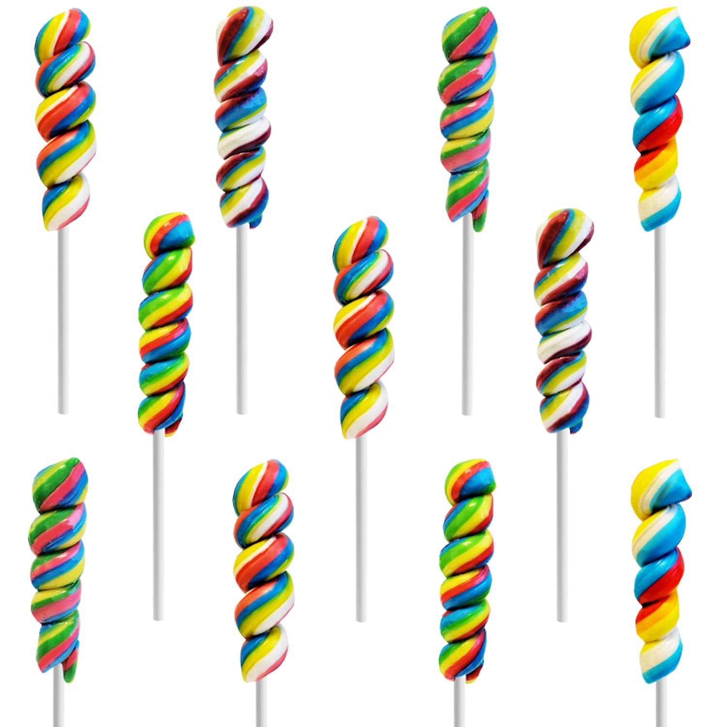 The Dreidel Company Twist Rainbow Lollipop, 4 Color Variety, Mixed Fruit Flavor, Individually Wrapped, 3" Inch Sucker (24-Pack)