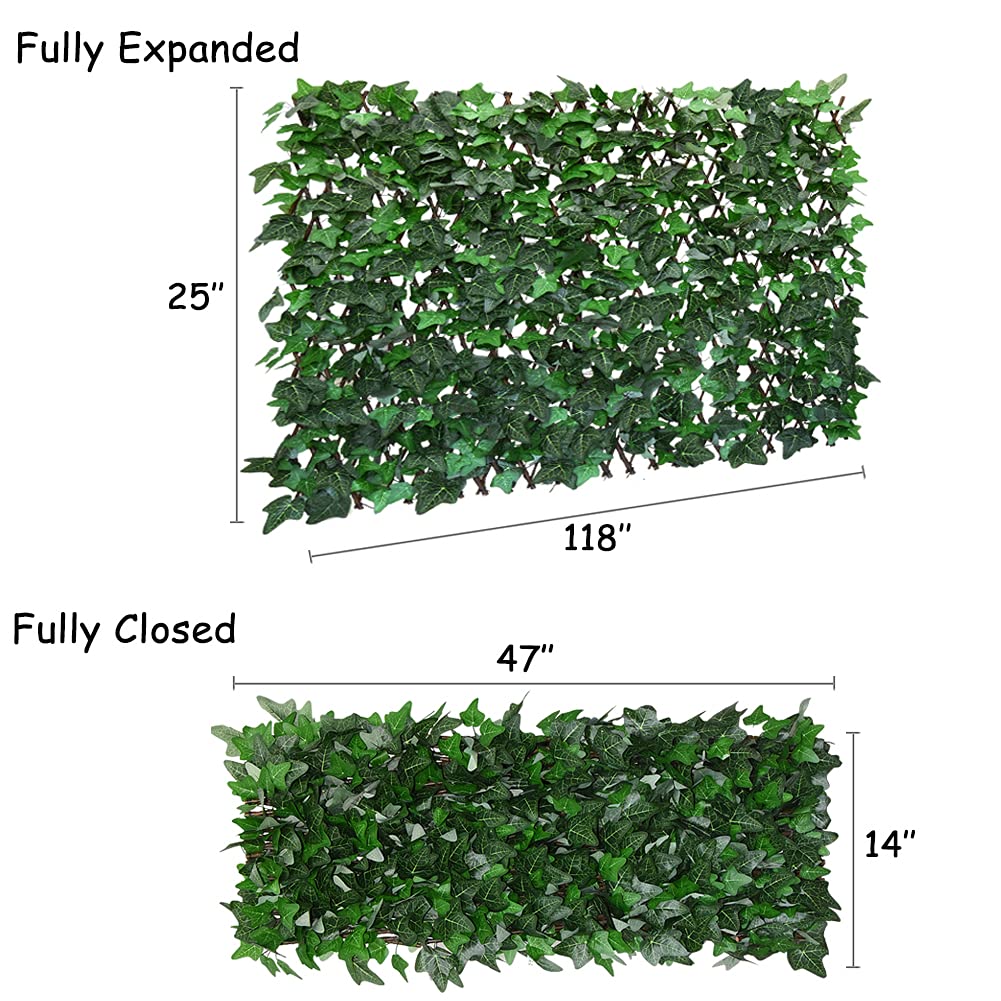 GLANT Expandable Fence Privacy Screen for Balcony Patio Outdoor,Decorative Faux Ivy Fencing Panel,Artificial Hedges (Single Sided Leaves) (1, Green-Ivy)