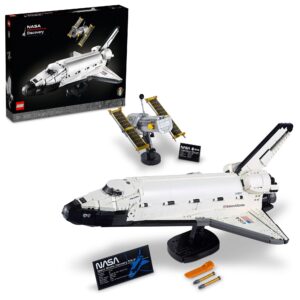 lego icons nasa space shuttle discovery 10283 model building set - spaceship collection with hubble telescope, detailed display for home or office decor, gift idea for adults