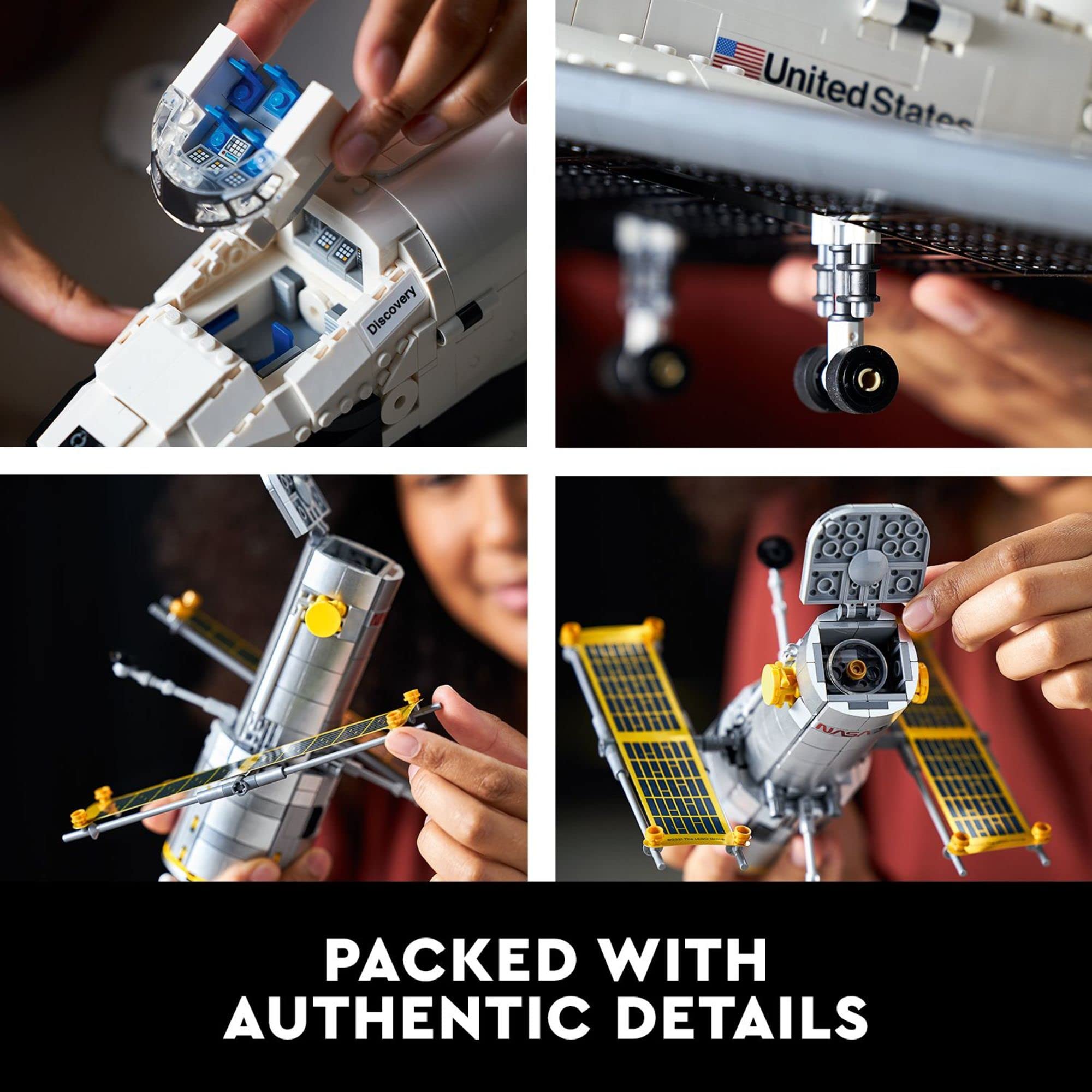 LEGO Icons NASA Space Shuttle Discovery 10283 Model Building Set - Spaceship Collection with Hubble Telescope, Detailed Display for Home or Office Decor, Gift Idea for Adults