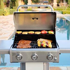 Kenmore 3-Burner Outdoor BBQ Grill | Liquid Propane Barbecue Gas Grill with Folding Sides, PG-A4030400LD-PE, Pedestal Grill with Wheels, 30000 BTU, Pearl White