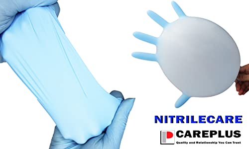 Care Plus NITRILECARE Blue Nitrile Exam Gloves, 100-Count S M L XL, 3 Mil, Clinic-Office-Daily, Medical, First-Aid, Clinics, Cooking, Cleaning, Puncture-Resistant (8FZ0003U)