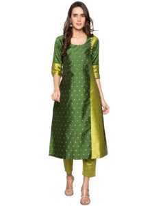 indian kurti for womens with pant | art silk woven partywear kurta kurtis dress for women tops tunic green