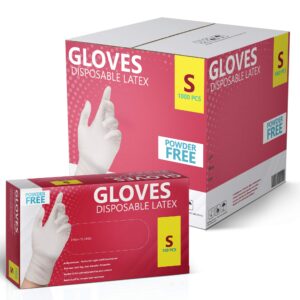 aropaw new disposable latex gloves, powder free 10 boxes 1000 gloves (small)