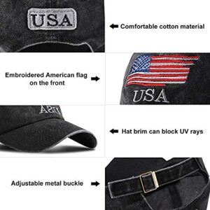 Geyoga 4 Pieces USA Flag Hat American Flag Baseball Cap USA Tactical Hat Washed Distressed Hats for Men Women Teens Multicoloured