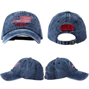 Geyoga 4 Pieces USA Flag Hat American Flag Baseball Cap USA Tactical Hat Washed Distressed Hats for Men Women Teens Multicoloured