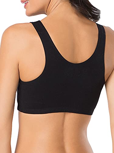 Fruit of the Loom Women's Built Up Tank Style Sports Bra, Black/WHT/WHT/Heather Grey, 34