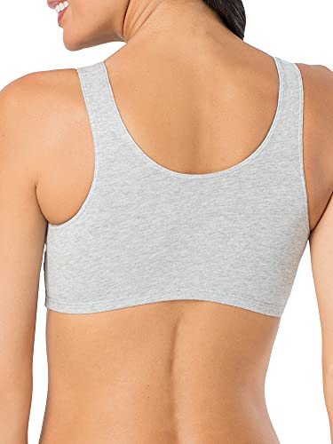 Fruit of the Loom Women's Built Up Tank Style Sports Bra, Black/WHT/WHT/Heather Grey, 34