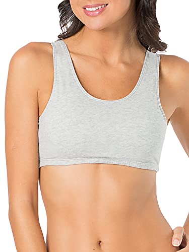 Fruit of the Loom Women's Built Up Tank Style Sports Bra, Black/WHT/WHT/Heather Grey, 34