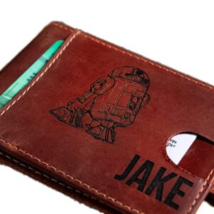 Personalized Star Wars Inspired Slim Hidden Pocket Distressed Leather Wallet The Cedar Key Wallet by Left Coast Original