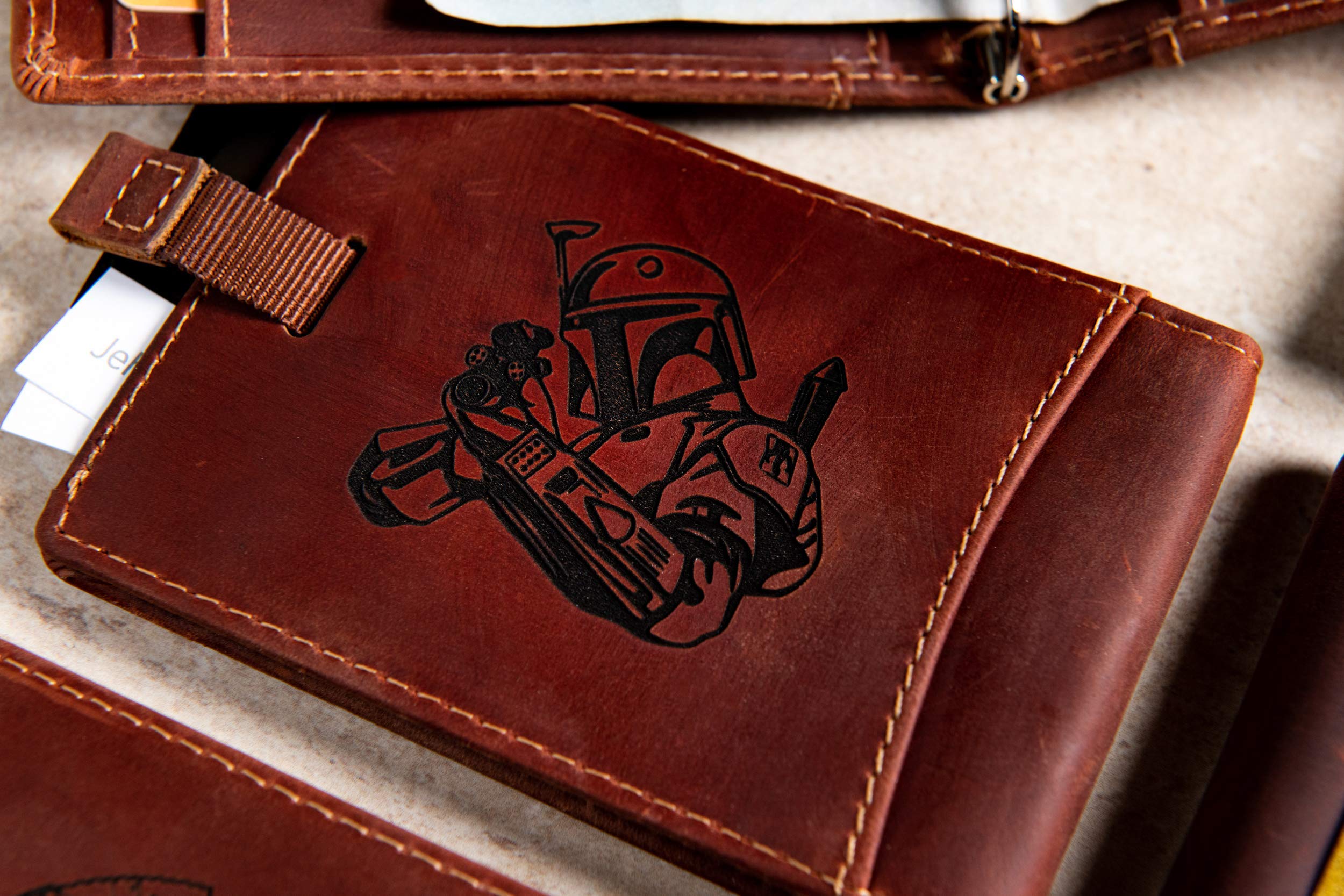 Personalized Star Wars Inspired Slim Hidden Pocket Distressed Leather Wallet The Cedar Key Wallet by Left Coast Original