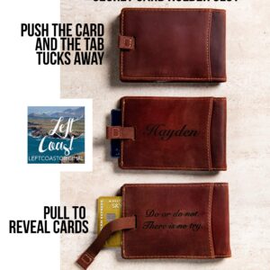 Personalized Star Wars Inspired Slim Hidden Pocket Distressed Leather Wallet The Cedar Key Wallet by Left Coast Original