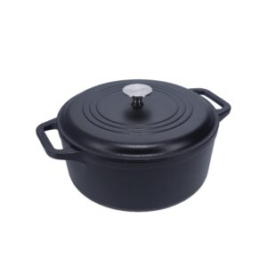 victoria 7-quart cast iron dutch oven with lid and dual loop handles, seasoned with flaxseed oil, made in colombia, black