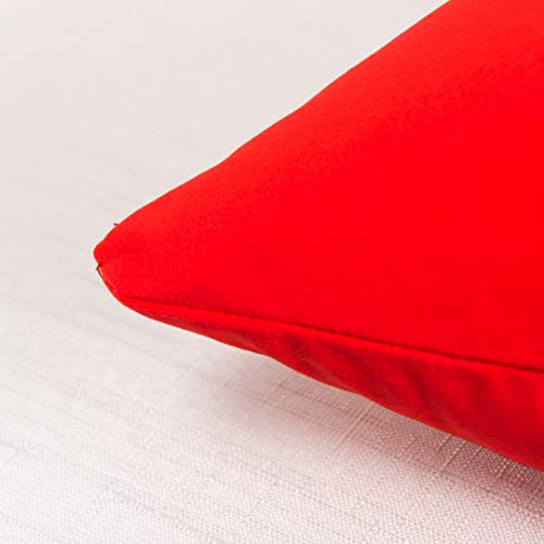 Elegant Comfort Pack of 2, Velvet Soft Solid Decorative Square Throw Pillow Covers Set Cushion Case for Sofa Bedroom Car, 20 x 20, Red