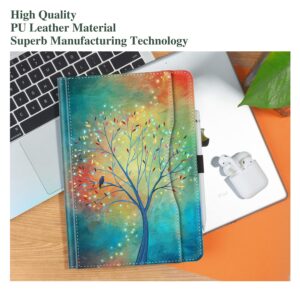 Vimorco iPad 9th/8th/7th Generation Case, 9th Generation iPad Case with Pencil Holder/Hand Strap/Pocket, iPad 10.2 Case Adjustable Angle, iPad Cover 9th Generation Auto Sleep/Wake, Oil Painting Tree