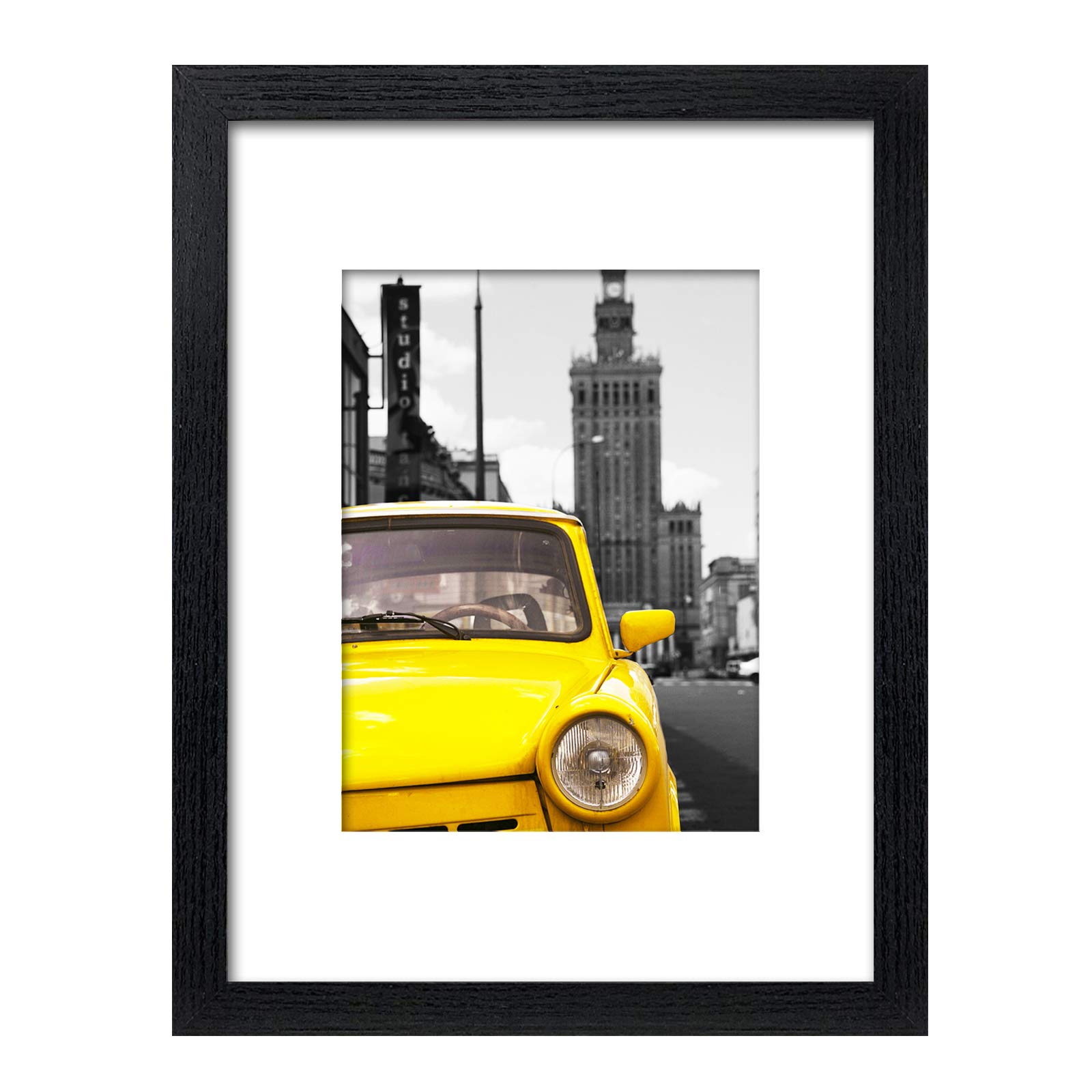 Emeyart 9x12 Picture Frame Pictures Display 6x8 with Mat or 9 x 12 Photos without Mat Black Wooden Photo Frames, Wall Mounting or Tabletop Display