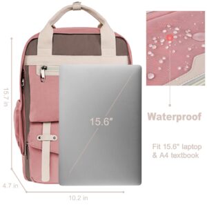 Lovvento College Backpack for Women Cute Vintage Travel Bag Aesthetic Laptop Backpack 15.6 Inch Waterproof Computer Work