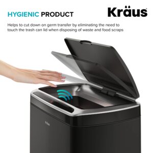 Kraus GarbagePro Rectangular 13 Gallon Hands-Free Motion Sensor Trash Can Battery Operated in Fingerprint Resistant Stainless Steel Finish with SoftShut Touchless Lid, KTCS-10SS