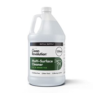 clean revolution multi surface cleaner refill supply, non-toxic, eco-friendly & plant-based, ready to use, lily & green tea, 128 fl oz (1 gallon)