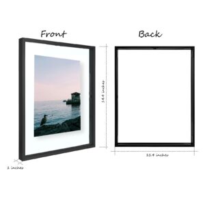 Golden State Art, 11x14 Floating Frame, Black Aluminum Picture Frame, Clear Glass Displays Any Size Photo up to 11 by 14, for Wall or Table Top Decoration