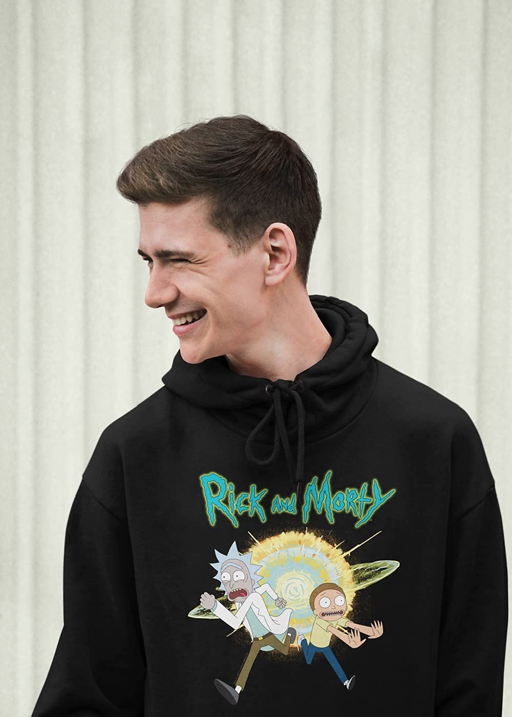 Ripple Junction Rick and Morty Adult Unisex Explosion with Logo Pull Over Fleece Hoodie Black 4XL