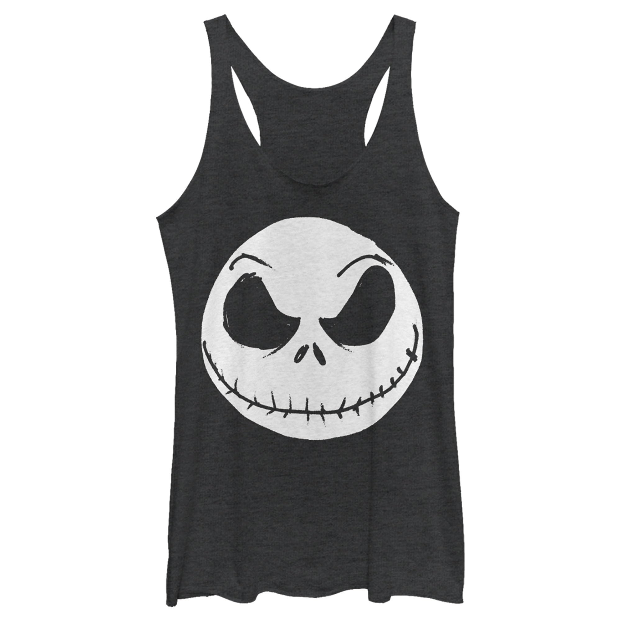 Disney-Junior's Nightmare Before Christmas Big Face Jack Tri-Blend Racerback Layering Tank, Black Heather, XX-Large