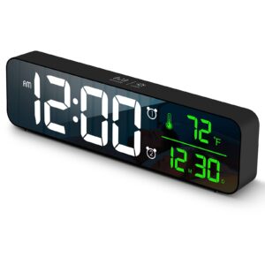 digital large display alarm clock for living room office bedroom decor led electronic date temp display wall electric clocks automatic brightness dimmer smart cool modern desk accessories black