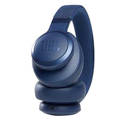 JBL Live 660NC - Wireless Over-Ear Noise Cancelling Headphones with Long Lasting Battery and Voice Assistant - Blue, Medium