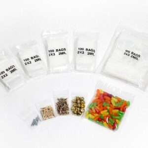 500 Pack 2 Mil Clear Plastic Reclosable Bags, 3 Assorted Sizes, 2x2 2x3 5x5 Inch Clear Durable Plastic Resealable Zipper Baggies for Jewelry, Beads, Pill,Snack, Storage, Shipping & Packaging