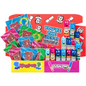 ring pop push pop 30 count summer candy box - assorted fruity lollipop candy gift box - fun candy for birthdays, party favors, pool parties, 4th of july & summer fun - summer treats loved by kids