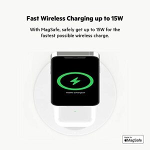 Belkin MagSafe 2-in-1 Wireless Charging Stand for Apple iPhone 15, iPhone 14, iPhone 13, & iPhone 12 Series & AirPods - MagSafe Fast Charging Station for Multiple Devices - White