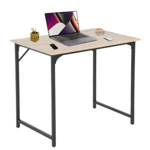 hcy computer desk 39 inch writing desk home office study workstation modern pc laptop sturdy simple gaming desk with metal frame (nature) 39x20x29