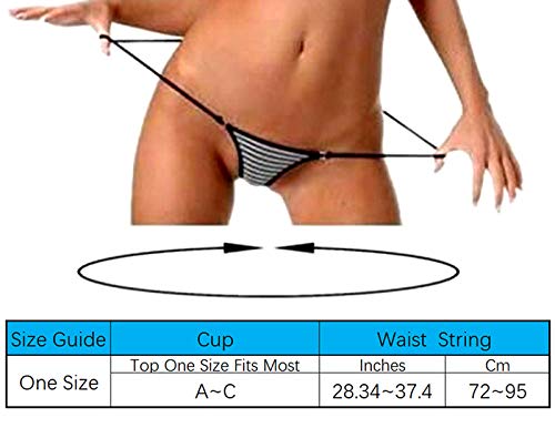 SHERRYLO Extreme Micro Bikini G String Thong Bottom Sexy Slutty Mini Bikinis Two-Piece String Bathing Suit Black