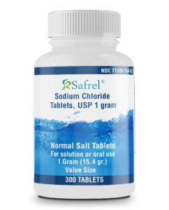 safrel sodium chloride tablets 1 gm, usp | normal salt tablets | (15.4gr.) | electrolytes replenisher hydration drink (300 count (pack of 1))