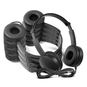 kaysent school headphones for classroom students - (khpc-24b) 24 packs black color kids' headphones for school, library, computers, children and adult(no microphone)