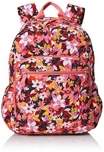 Vera Bradley Women's Cotton Campus Backpack, Rosa Floral - Recycled Cotton, One Size