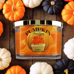 96NORTH Pumpkin Frosting Scented Candle | 3-Wick Large Jar Candle | 12 Oz Up to 40 Hours Burning Time | 100% All Natural Soy Wax Candle | Housewarming Gift for Women and Men