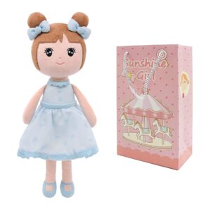 maxshop 17'' plush dolls baby girl toy gifts stuffed doll super soft plush toy light blue with gift box (light-blue doll)