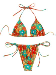 soly hux women's floral print 2 piece swimsuits bikini set halter triangle swimwear sexy bathing suit