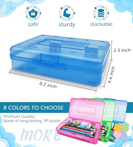 Nuozme Plastic Translucent Pencil Box,Pencil Cases with Snap-Tight Lid for Pens, Pencils, School Supplies,Office Supplies, 1 Pack