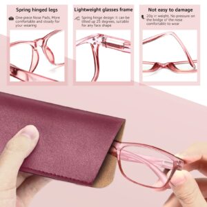 Fetrrc Reading Glasses Blue Light Blocking, Computer Readers for Women/Men, Anti Glare/Fatigue Clear Fashion Square Eyeglasses 5 Pairs (Mix Colors, 2.0)