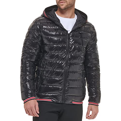 Calvin Klein Men's Hooded Super Shine Puffer Jacket, Black, Small