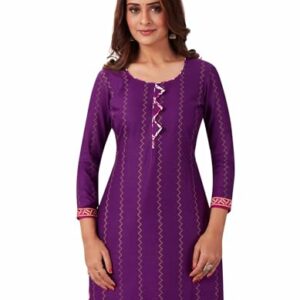 Miraan Women's Cotton Printed Readymade Salwar Suit XXX-Large Purple