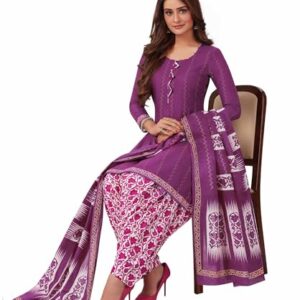 Miraan Women's Cotton Printed Readymade Salwar Suit XXX-Large Purple