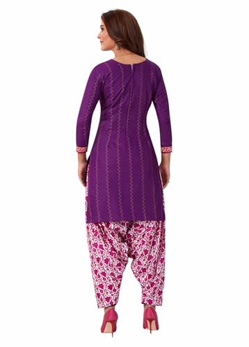 Miraan Women's Cotton Printed Readymade Salwar Suit XXX-Large Purple