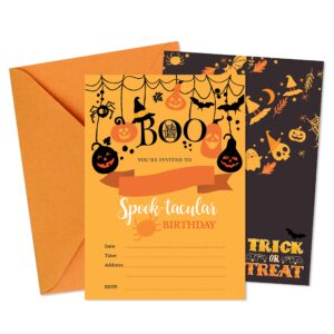 joyful toys halloween birthday invitations with envelopes pack of 20 | holloween birthday invites 5" x 7" cards - ideal for kids halloween party decorations & halloween party supplies