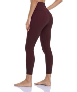 heynuts essential 7/8 leggings high waisted yoga pants for women, soft workout pants compression leggings with inner pockets cassis_25'' l(12)