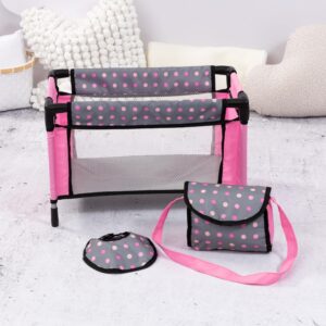 Bayer Doll High Chair/Crib Set, Grey, Pink with Dots