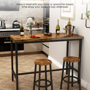 Recaceik 3 Piece Pub Dining Set, Modern bar Table and Stools for 2 Kitchen Counter Height Wood Top Bistro Easy Assemble for Breakfast Nook Living Room Small Space Restaurant, Rustic Brown 39”