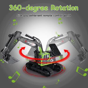 kolegend Remote Control Excavator Toy 16 Inch, 11 Channel RC Construction Vehicles Hydraulic Haulers Digger Toys Gift for 6 7 8 9 10 Years Old Kids Boys